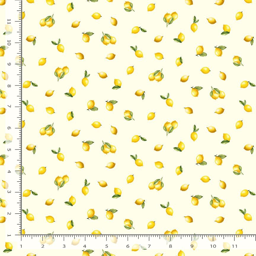 Limoncello Tossed Mini Lemons on Cream Fabric by Timeless Treasures, L ...